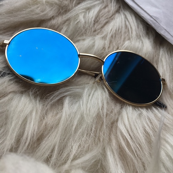 Accessories | Blue Circle Reflective Sunglasses | Poshmark